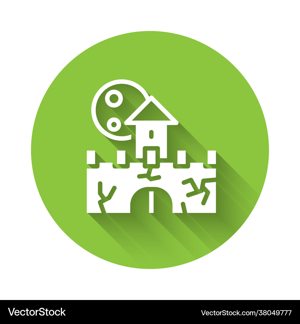White castle icon isolated with long shadow Vector Image