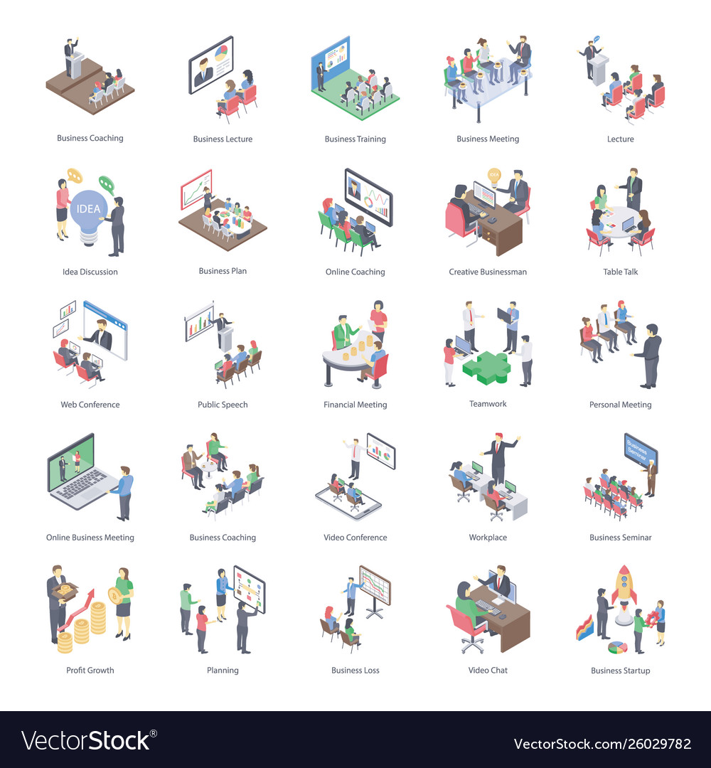 Business coaching icons pack Royalty Free Vector Image