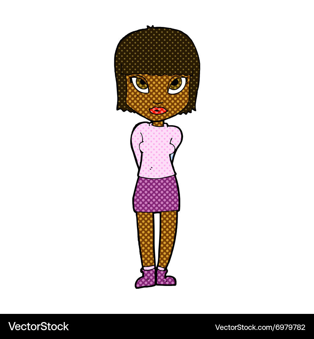 Comic cartoon woman standing Royalty Free Vector Image