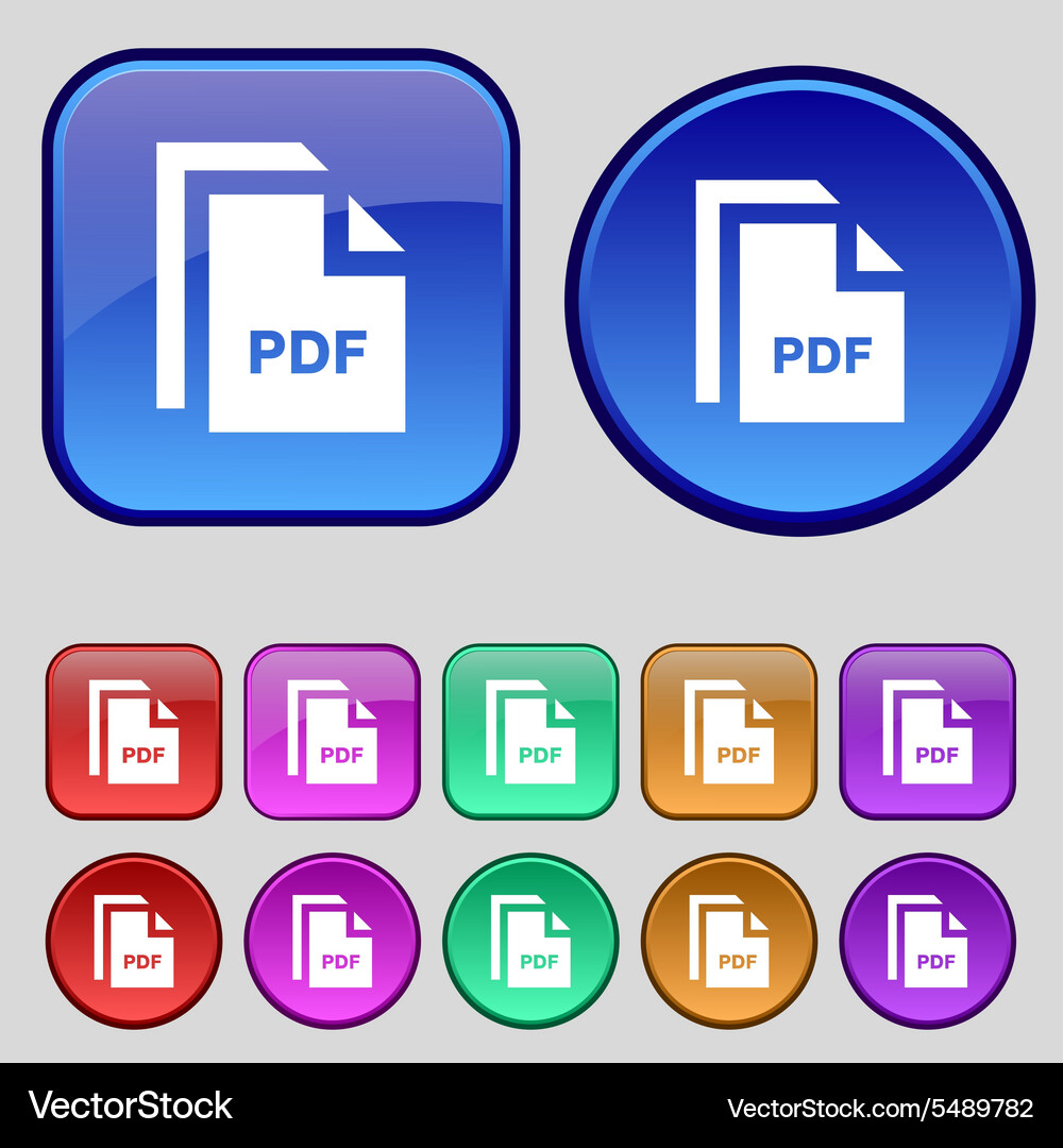 File pdf icon sign a set twelve vintage buttons Vector Image