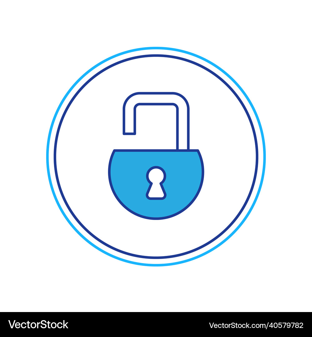 Filled outline open padlock icon isolated on white