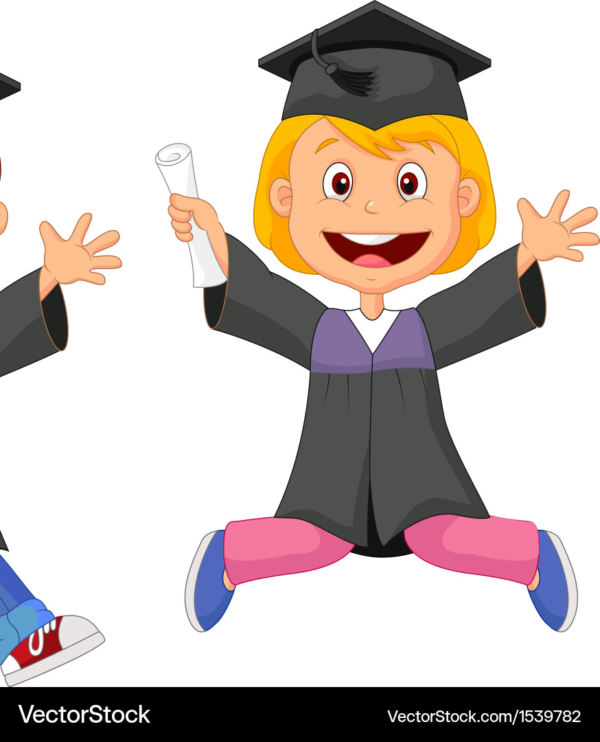 Happy graduates cartoon Royalty Free Vector Image