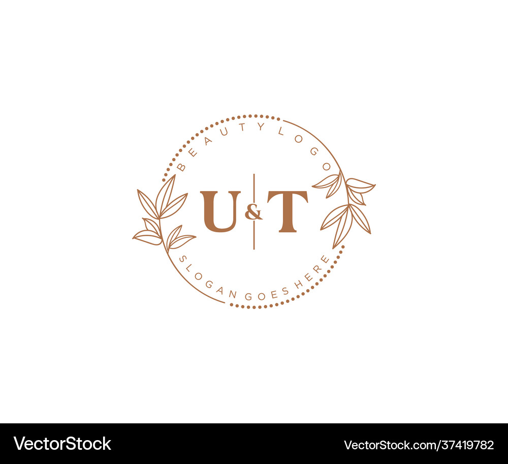 Initial ut letters beautiful floral feminine Vector Image