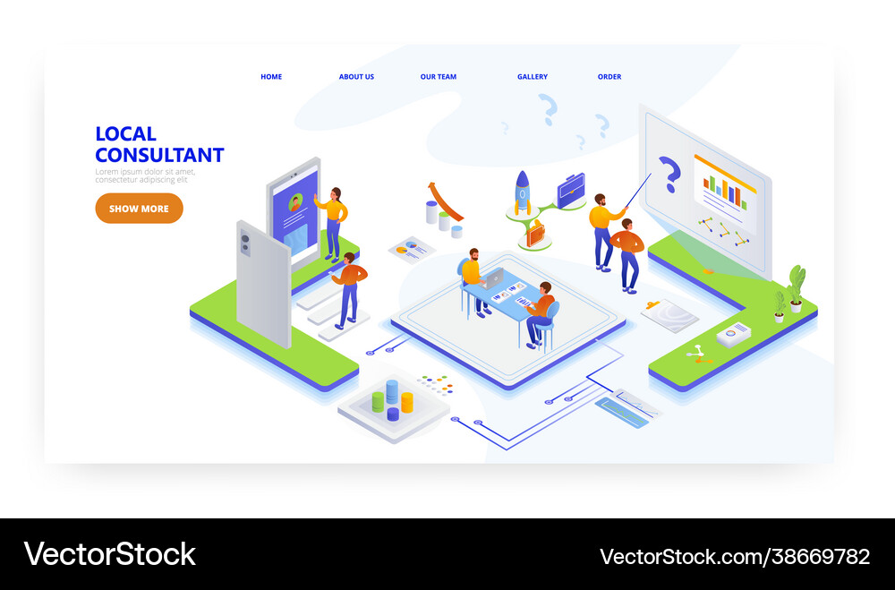 Local consultant landing page design website Vector Image