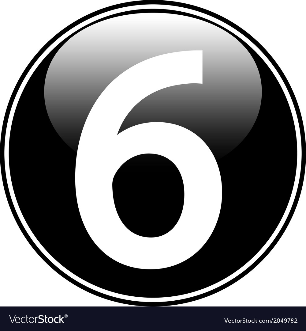 Number six button Royalty Free Vector Image - VectorStock