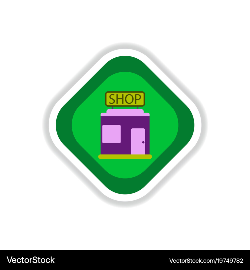 Paper sticker on white background shop Royalty Free Vector