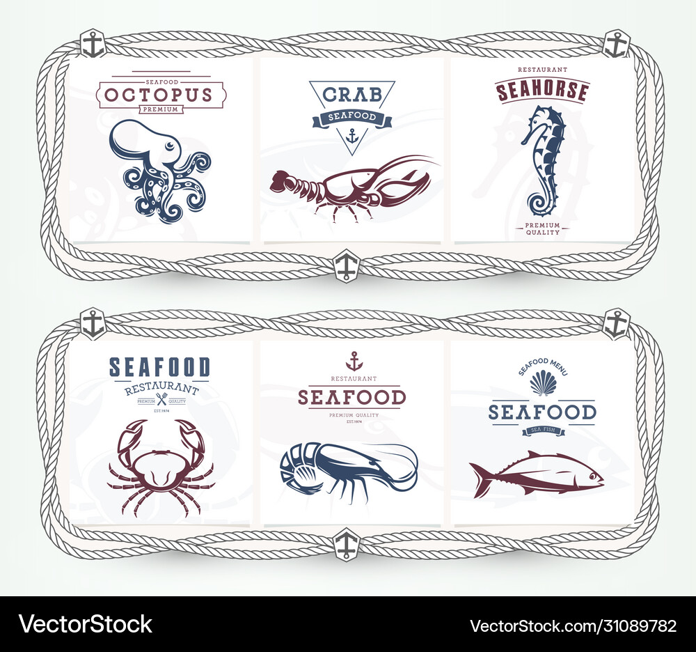 Plate menu board with frame rope and anchors Vector Image