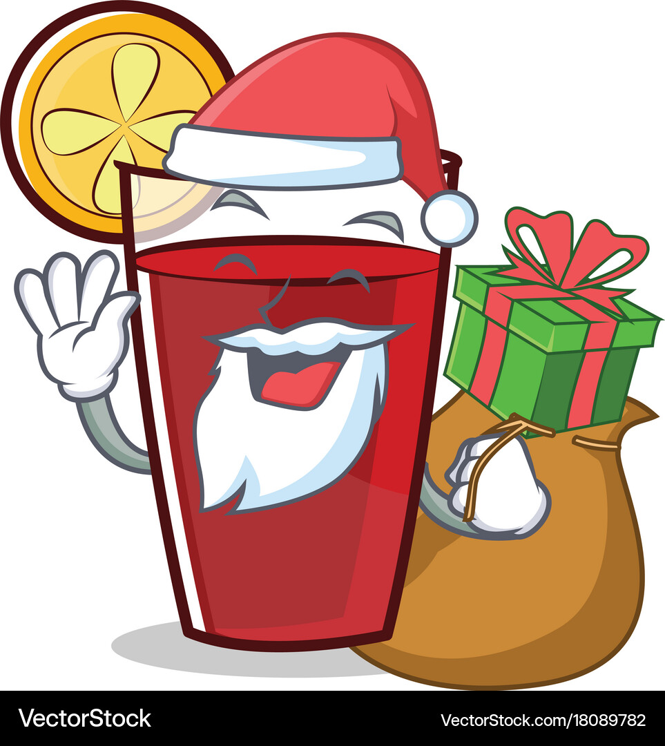 Santa mulled wine character cartoon Royalty Free Vector