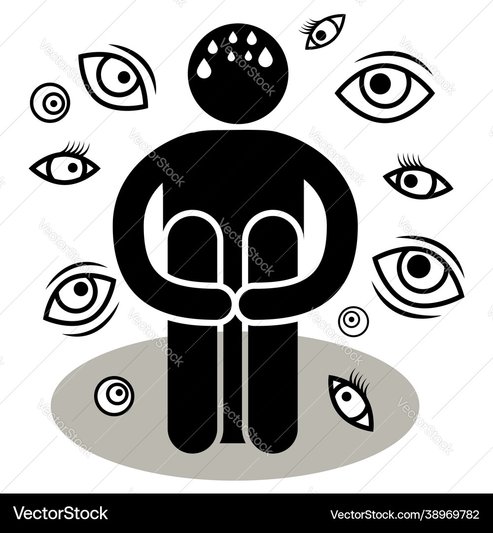 Scopophobia or scoptophobia a man is afraid Vector Image