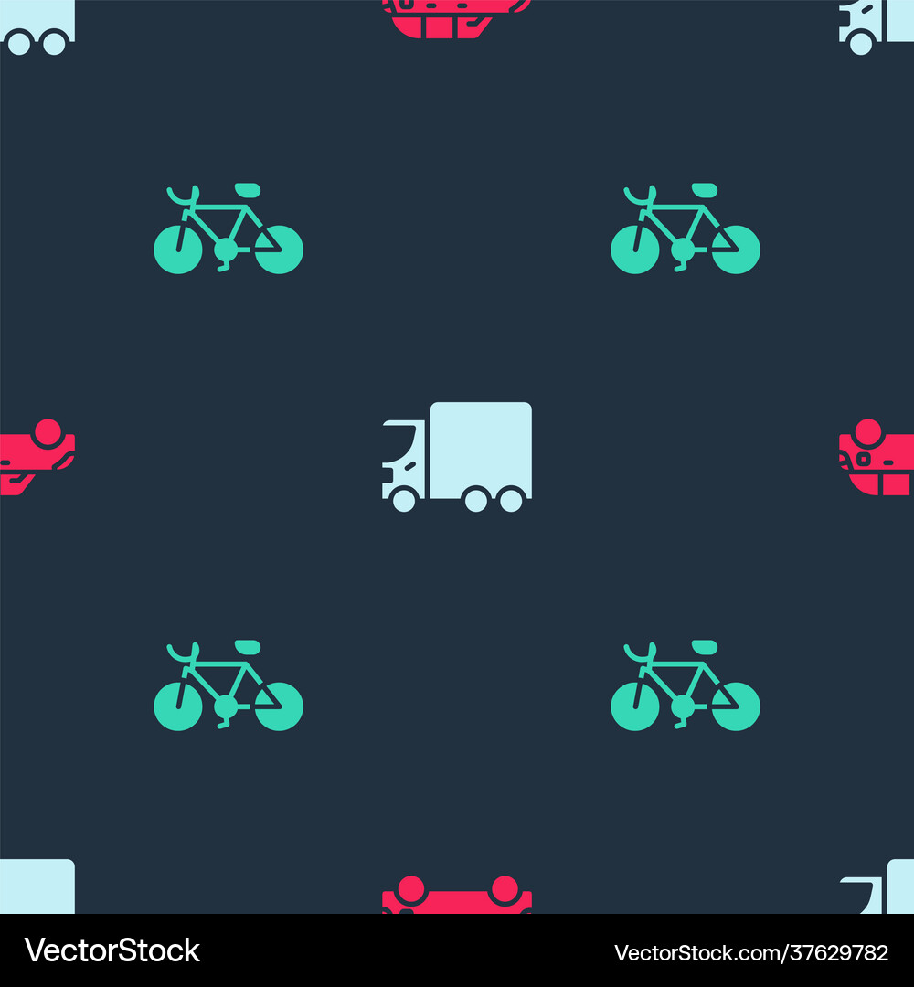 Set hatchback car delivery cargo truck Royalty Free Vector