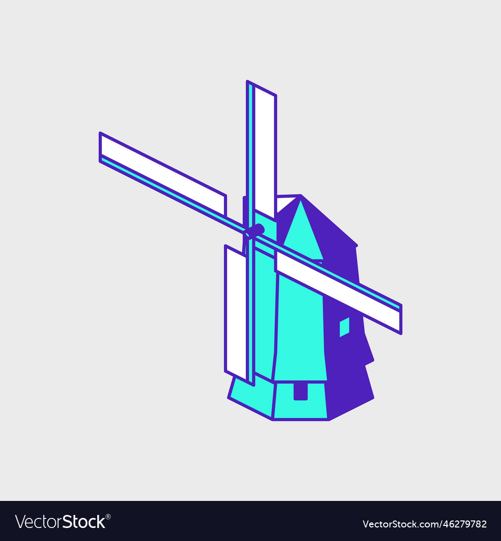 Windmill isometric Royalty Free Vector Image - VectorStock