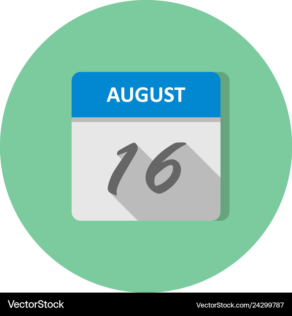 August 16th date on a single day calendar Vector Image