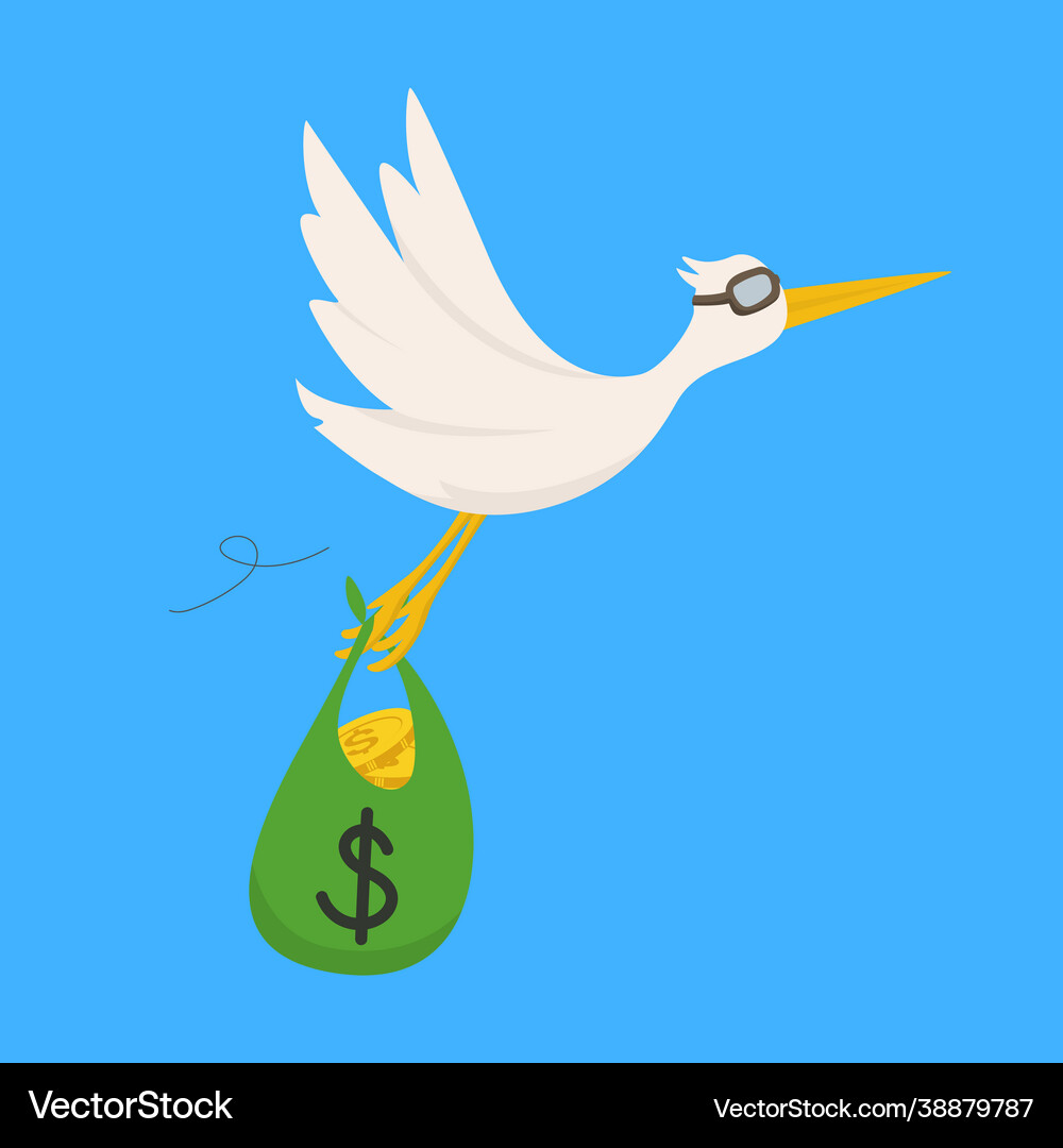 Bird flying with money send Royalty Free Vector Image