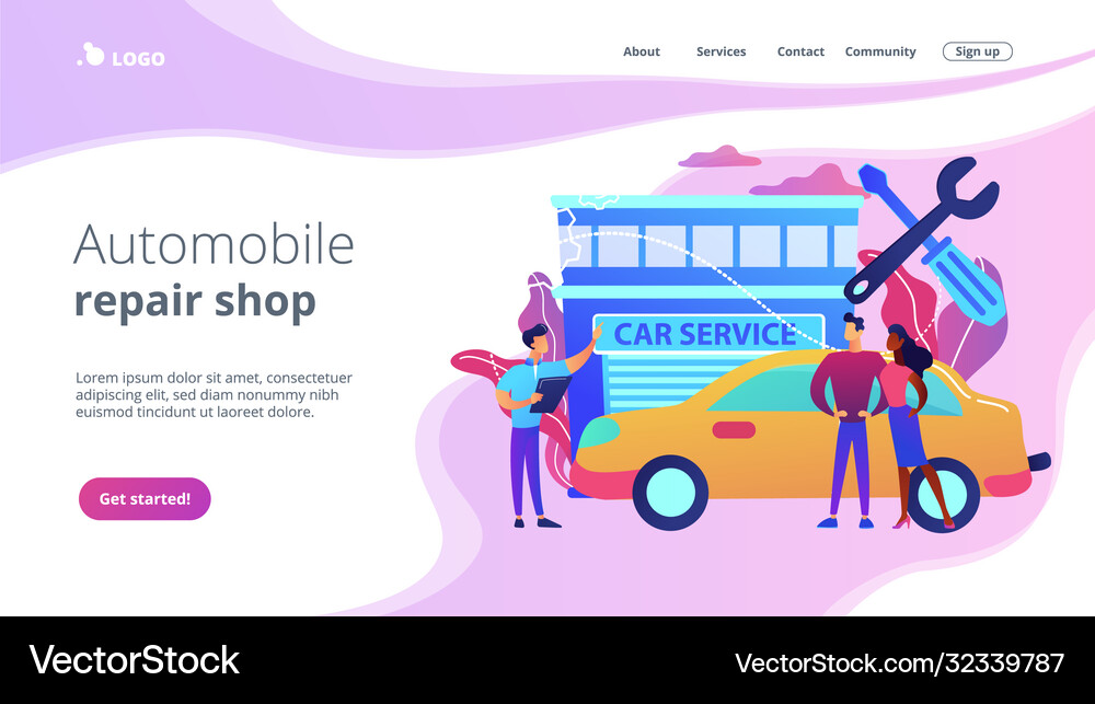 Car service concept landing page Royalty Free Vector Image