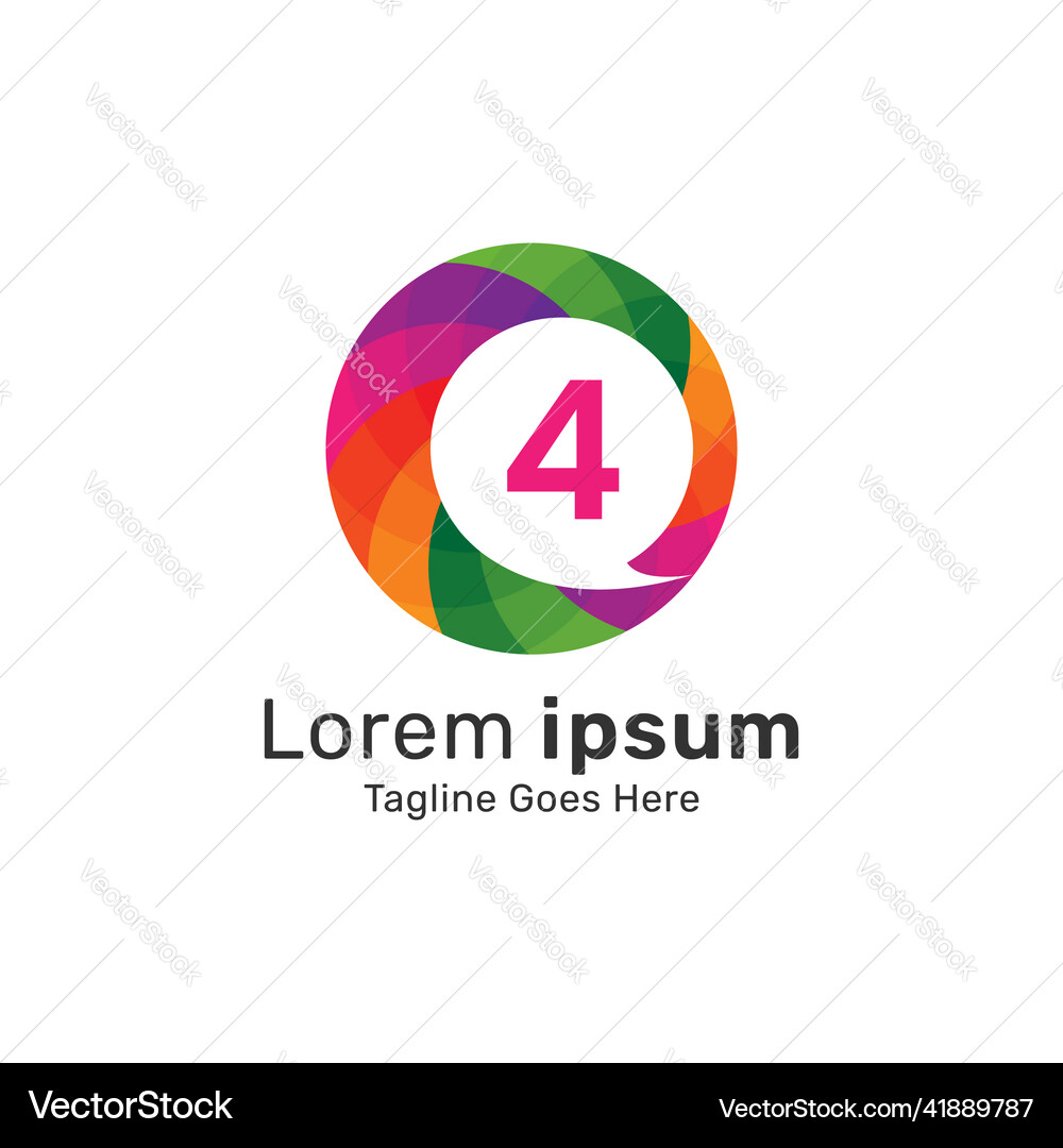 Colorful message circle with number 4 logo Vector Image