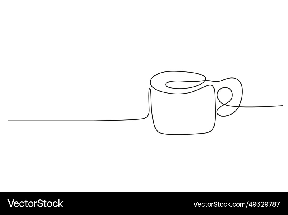 Continuous one line drawing of cup tea Royalty Free Vector