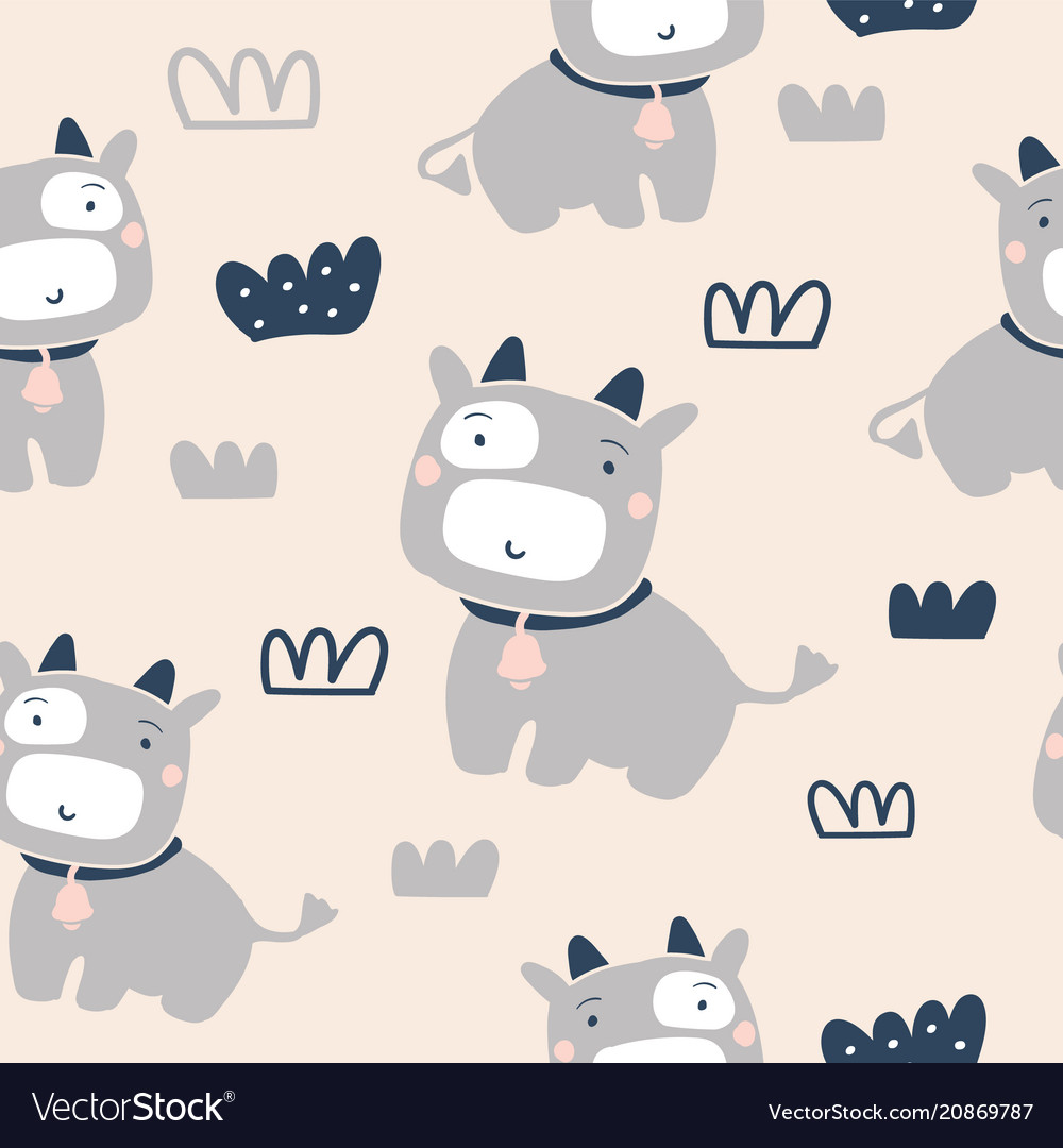 Cute cows seamless pattern Royalty Free Vector Image
