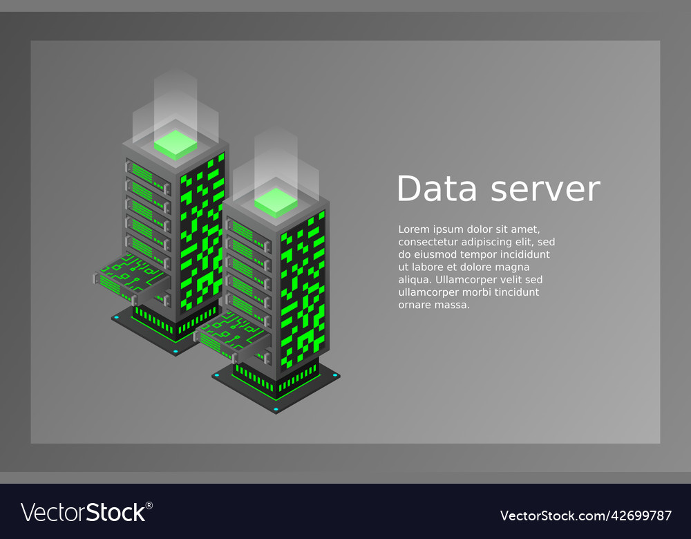 Datacenter Isometric Abstract 3d Hosting Server Vector Image