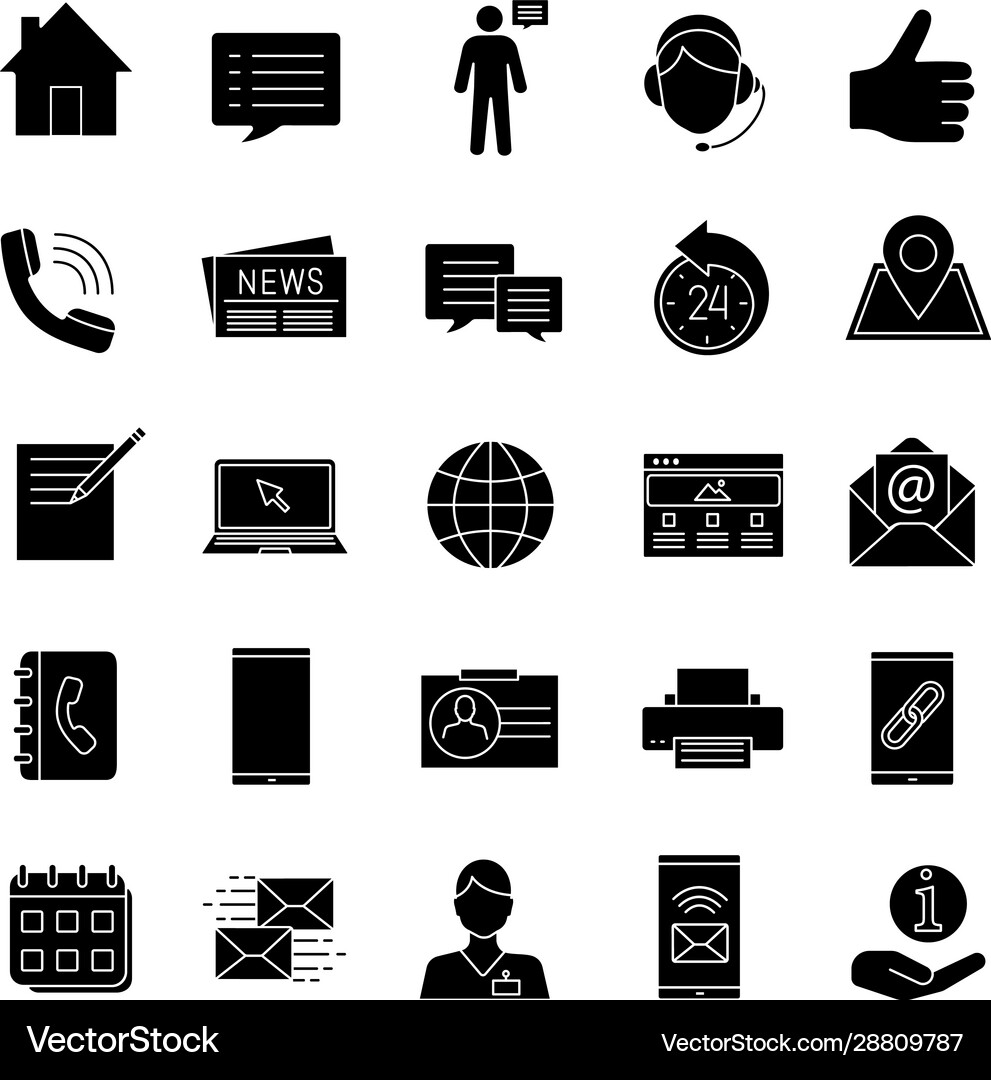 Information center glyph icons set Royalty Free Vector Image