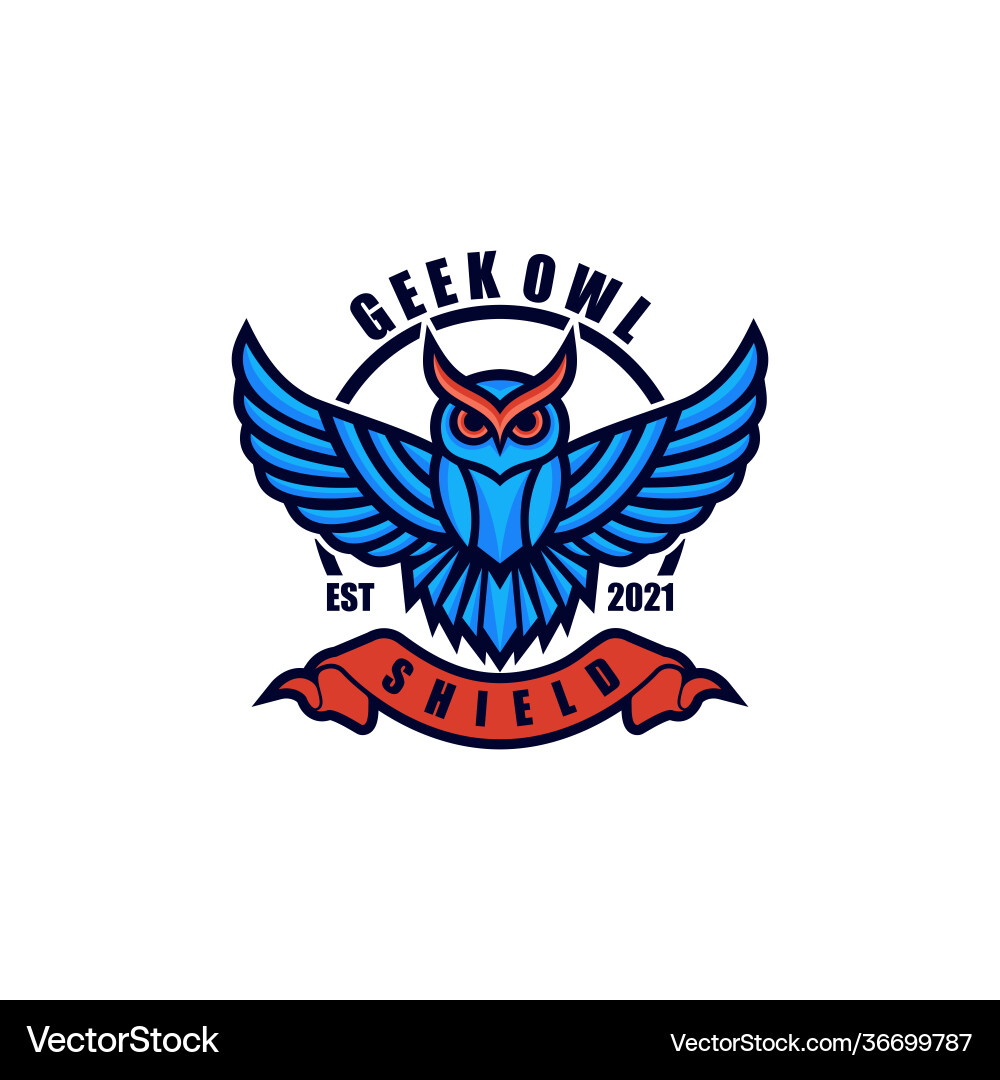 Logo owl color badge style Royalty Free Vector Image