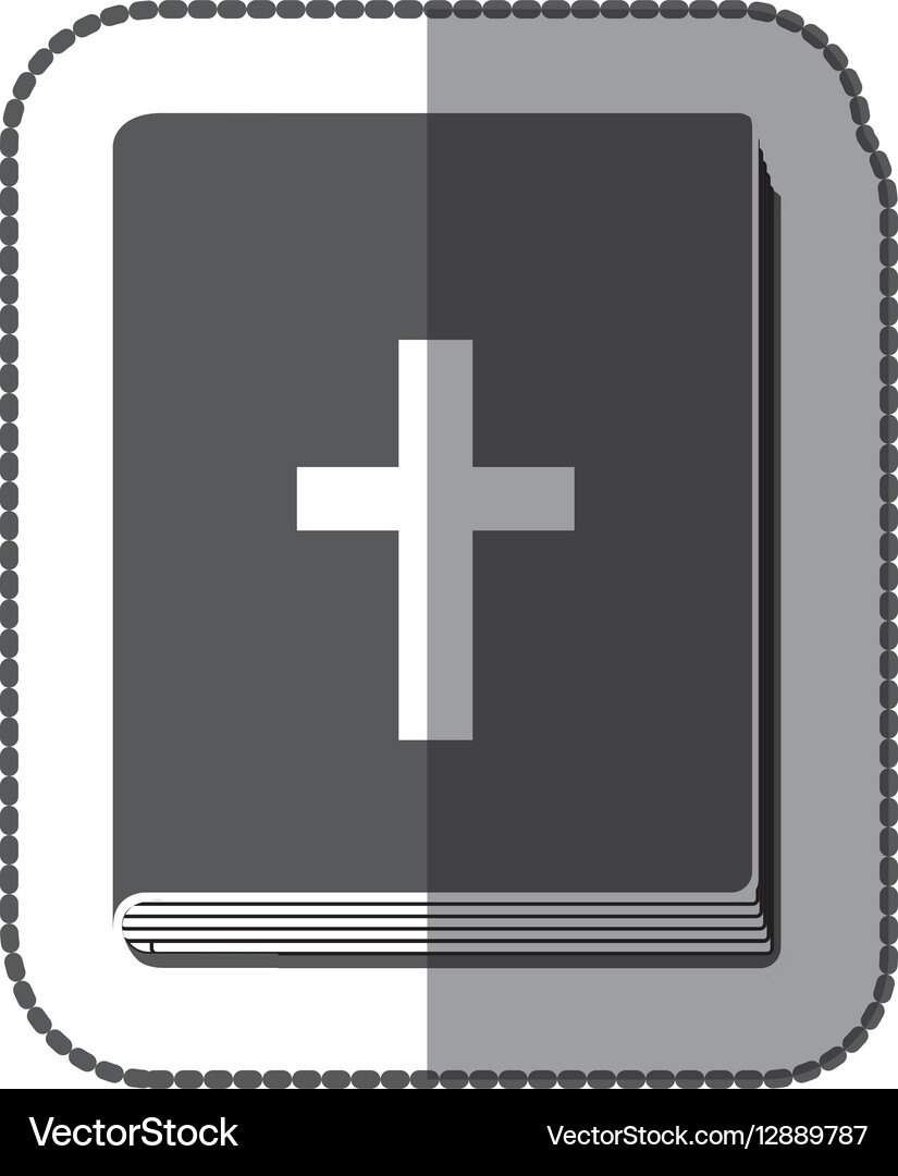 Middle shadow sticker grayscale with holy bible Vector Image