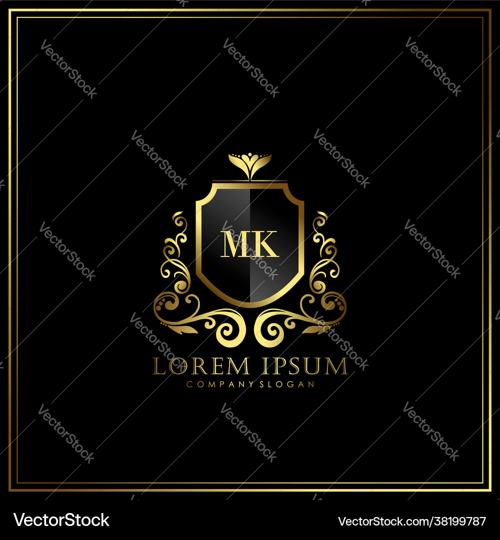Mk initial letter luxury logo template in art Vector Image