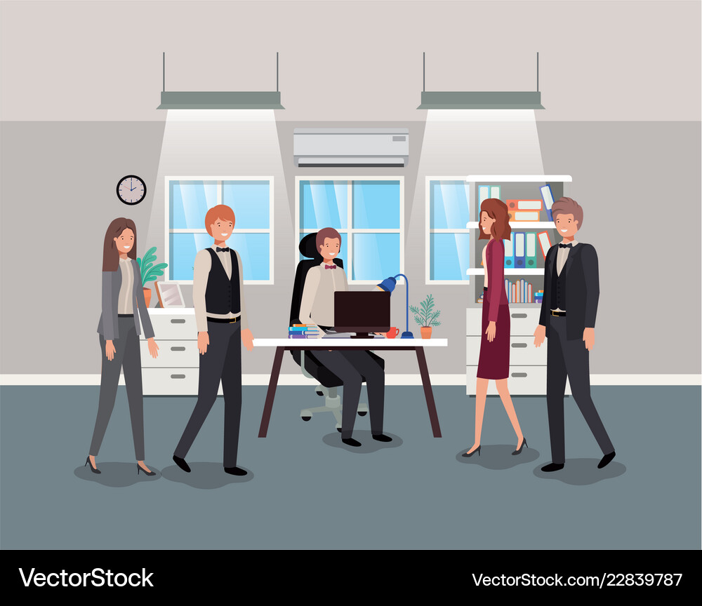 Modern office with business people Royalty Free Vector Image