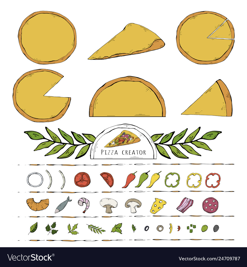 Pizza constructor creator Royalty Free Vector Image