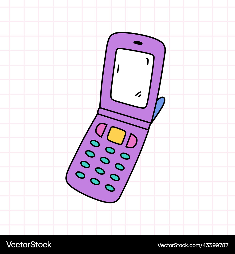 Retro flip phone in bright colors Royalty Free Vector Image