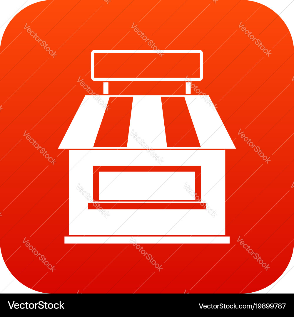 Shop building facade icon digital red Royalty Free Vector