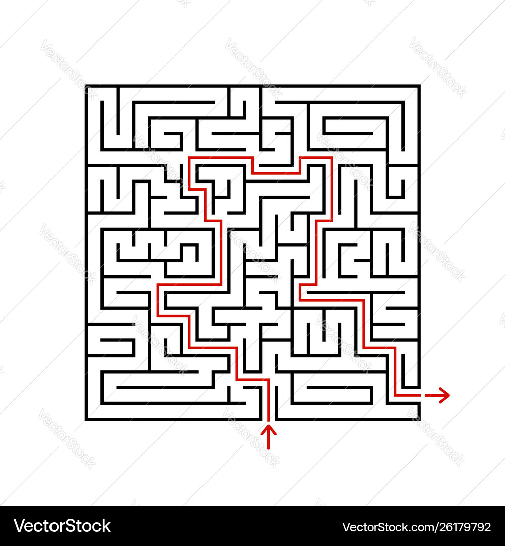 Black square maze with entrance and exit a game Vector Image