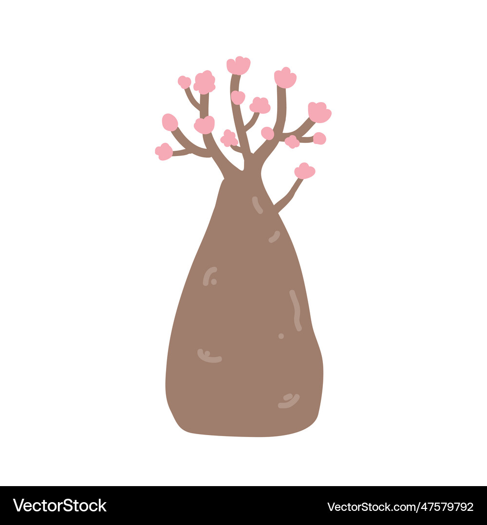Cartoon bottle tree with flowers isolated Vector Image