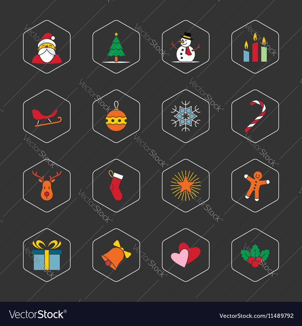Christmas and new year icon set Royalty Free Vector Image