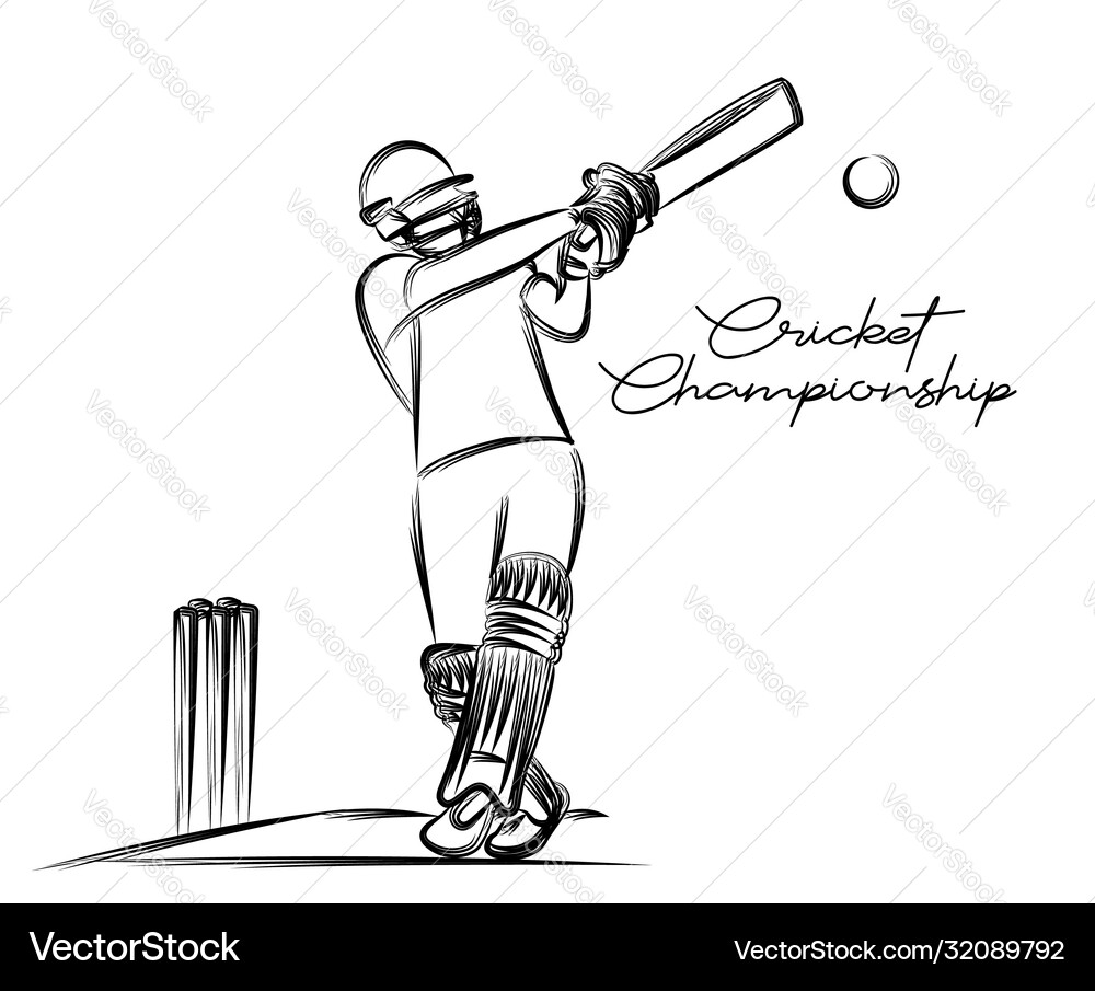 Concept batsman playing cricket - championship Vector Image