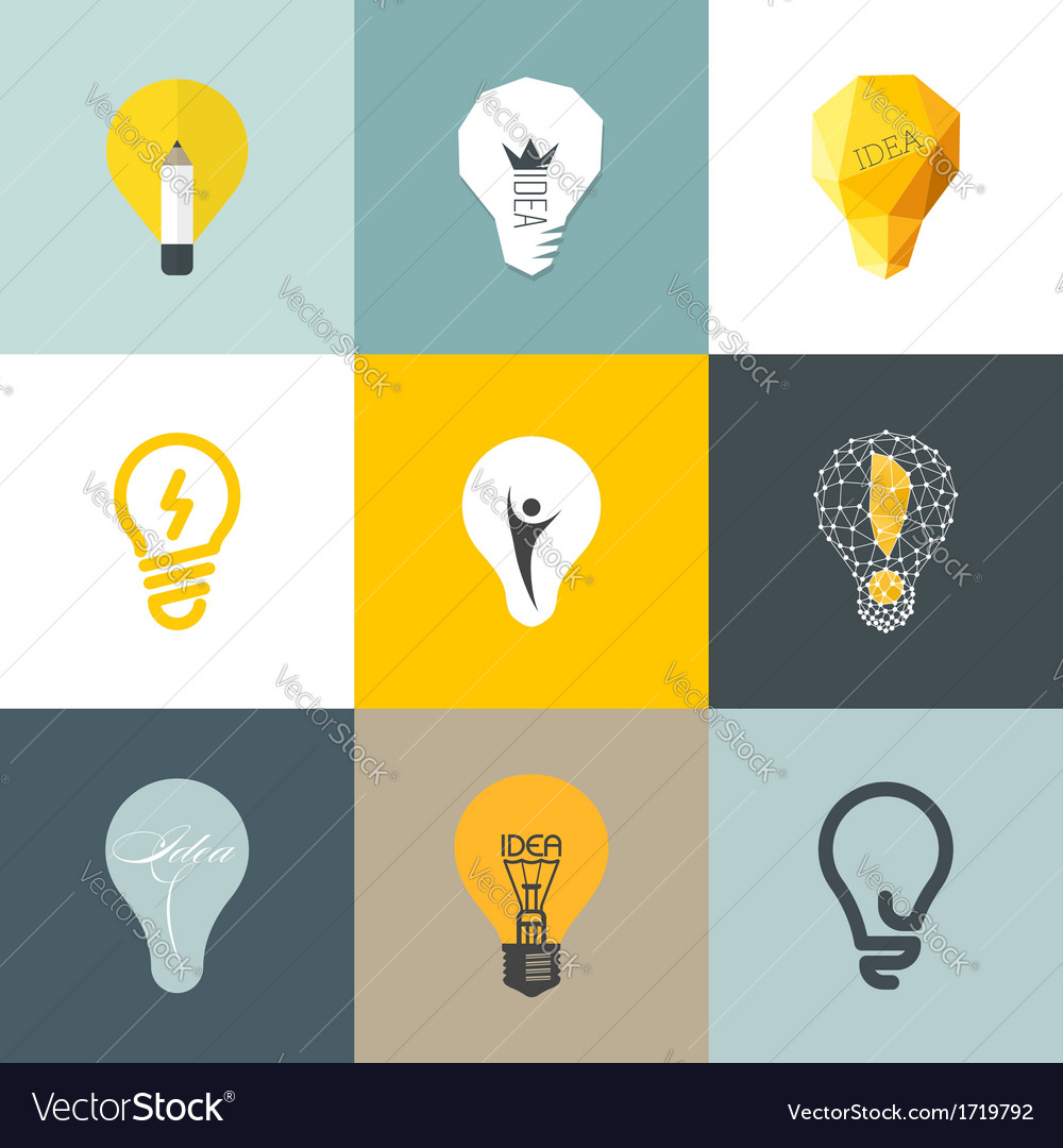 Creative light bulb set of design elements Vector Image