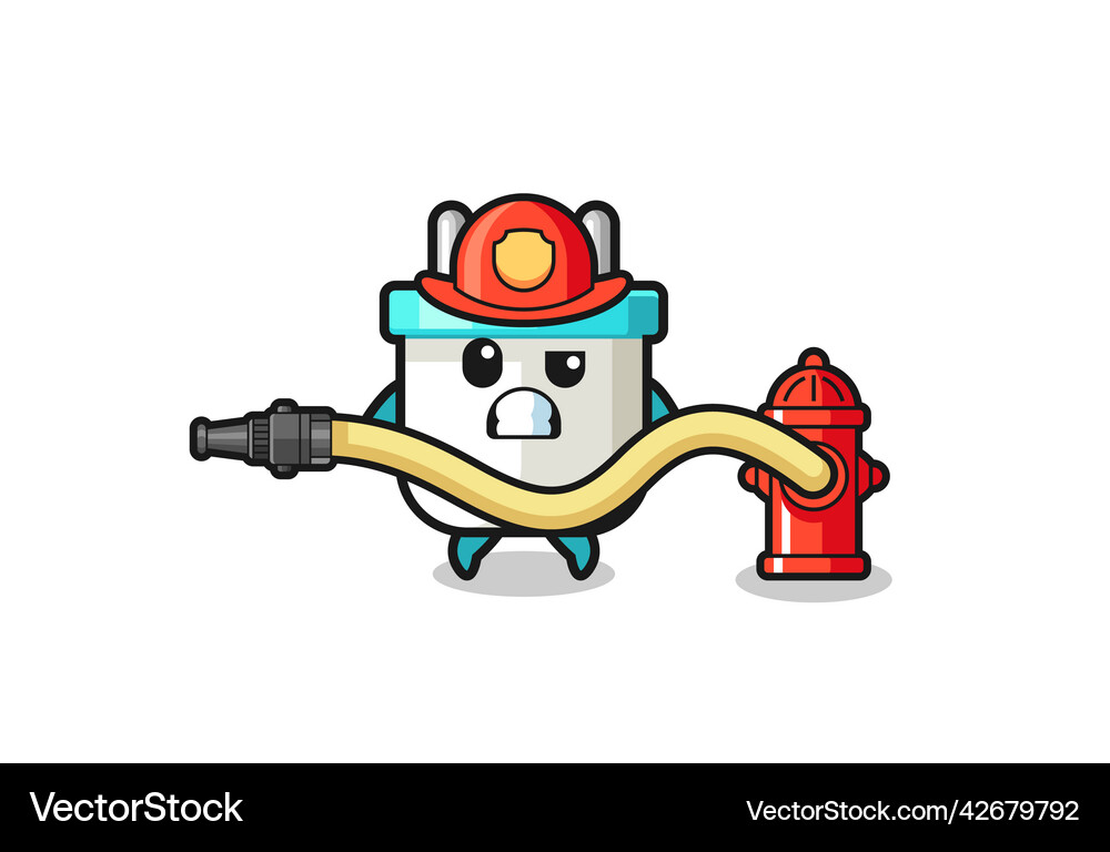 Electric plug cartoon as firefighter mascot Vector Image