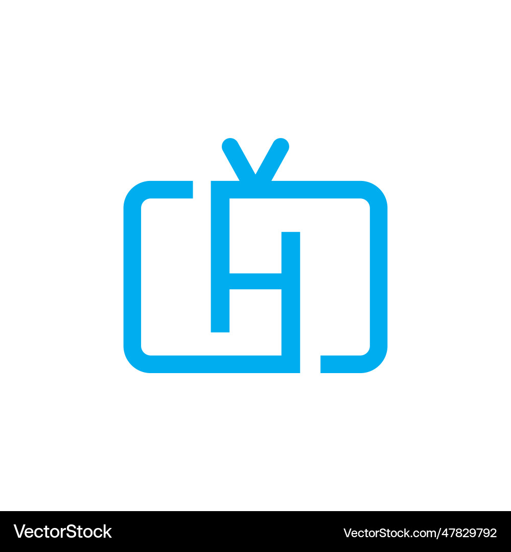 H letter channel television logo design Royalty Free Vector