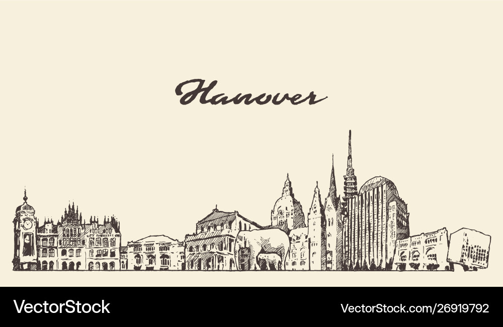 Hanover skyline lower saxony germany sketch Vector Image