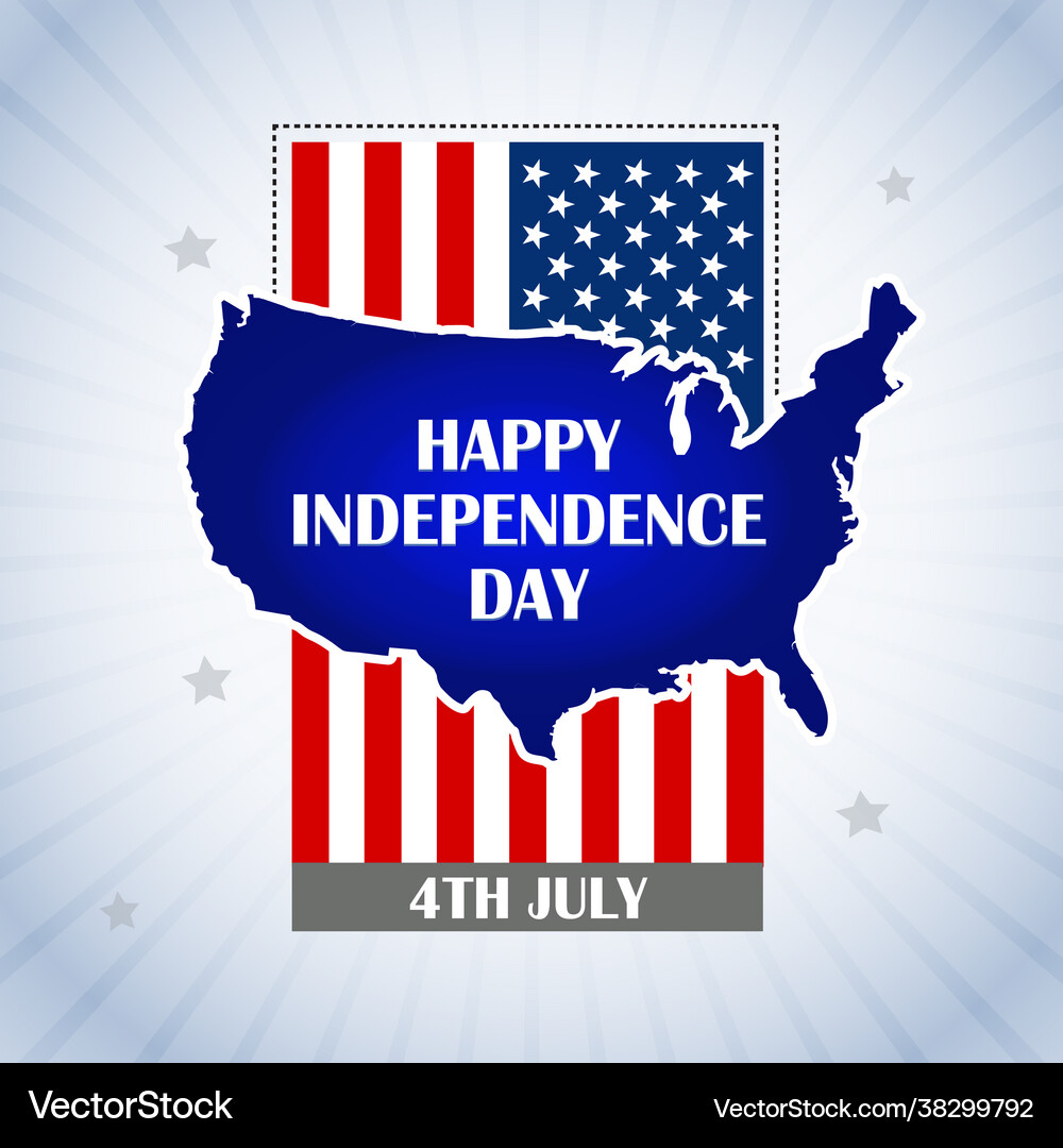 Independence day usa with geographical map Vector Image