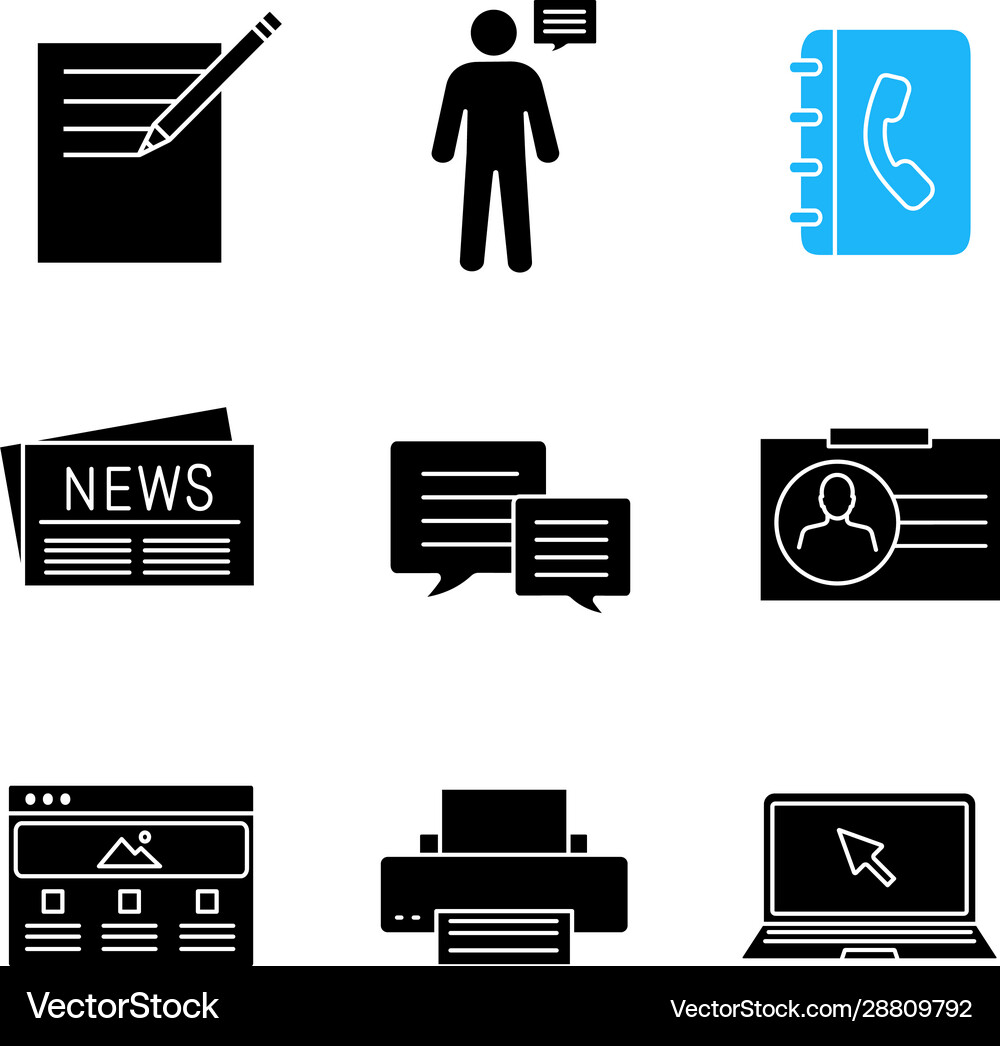 Information center glyph icons set Royalty Free Vector Image