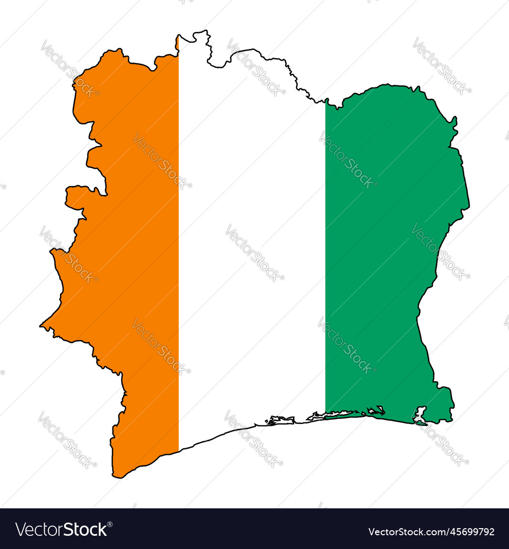 Ivory coast flag map silhouette Royalty Free Vector Image