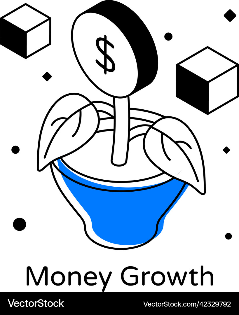 Money growth Royalty Free Vector Image - VectorStock