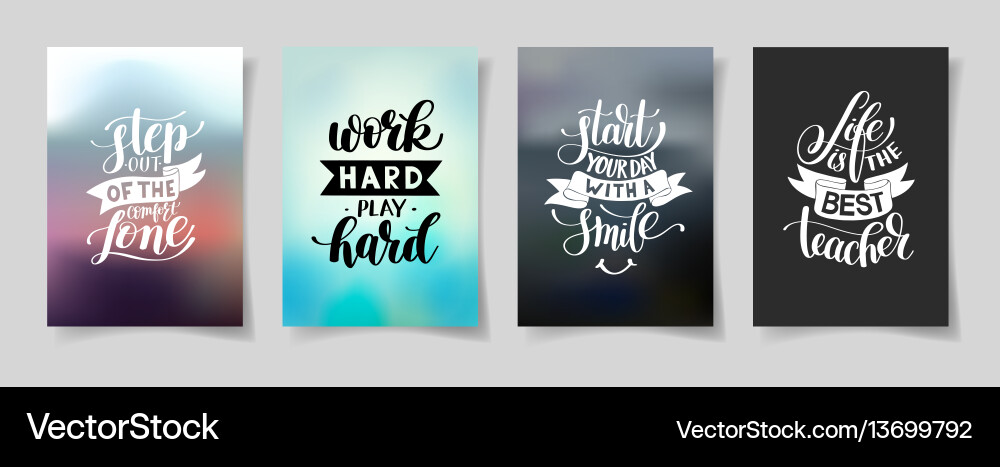 Set four hand written lettering positive Vector Image