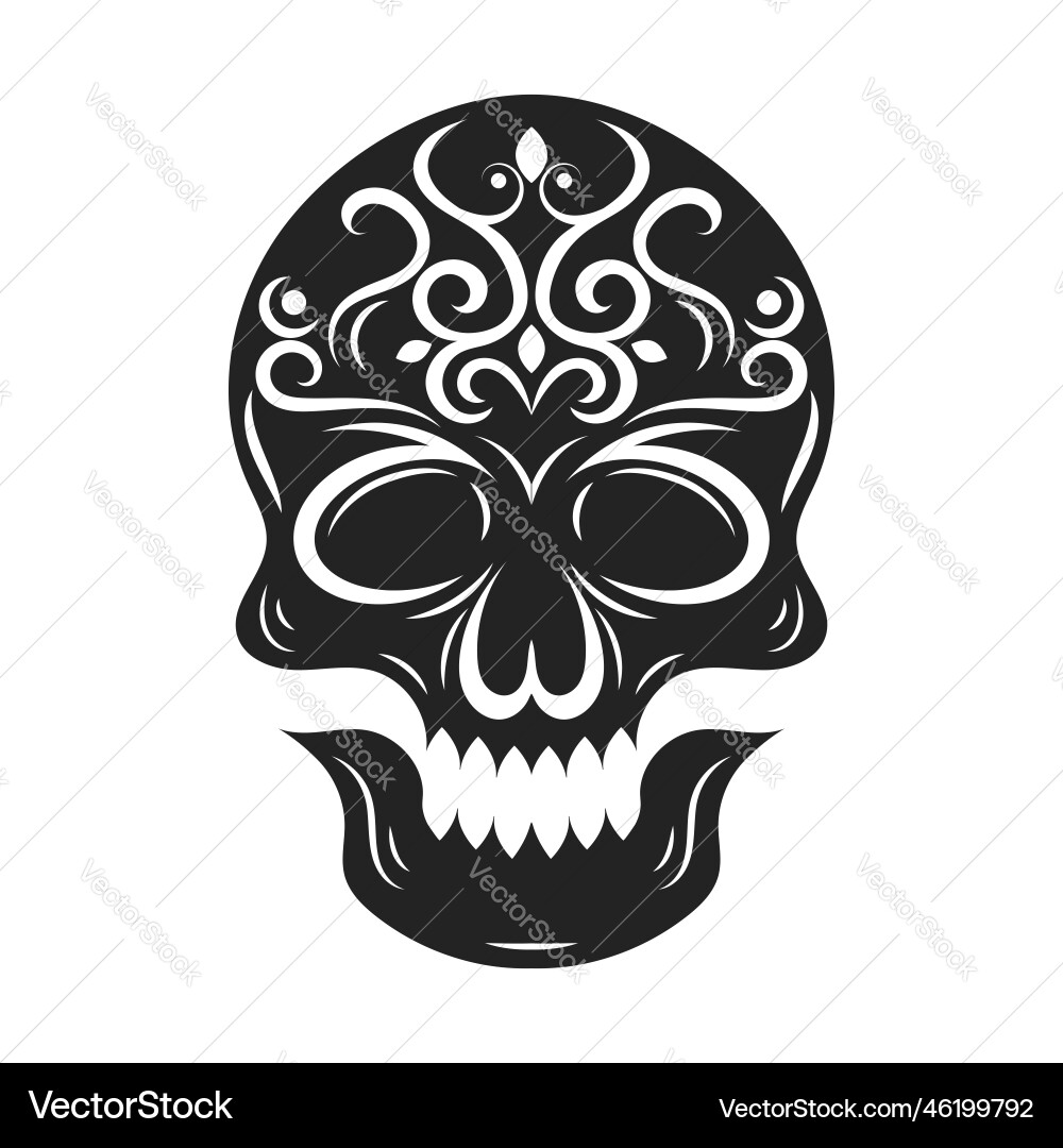 Skull logo abstract black and white emblem Vector Image