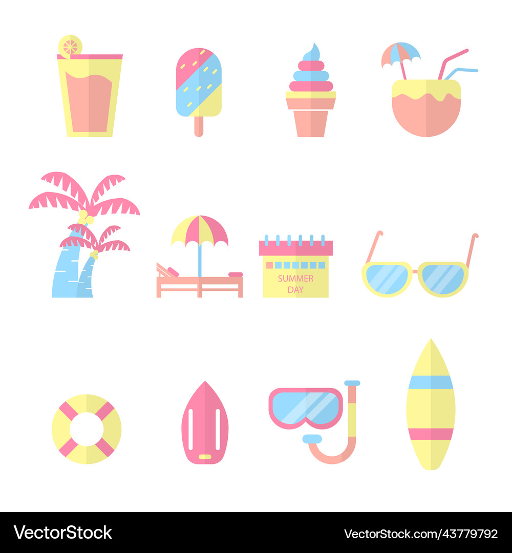 Summer item colorful art design Royalty Free Vector Image