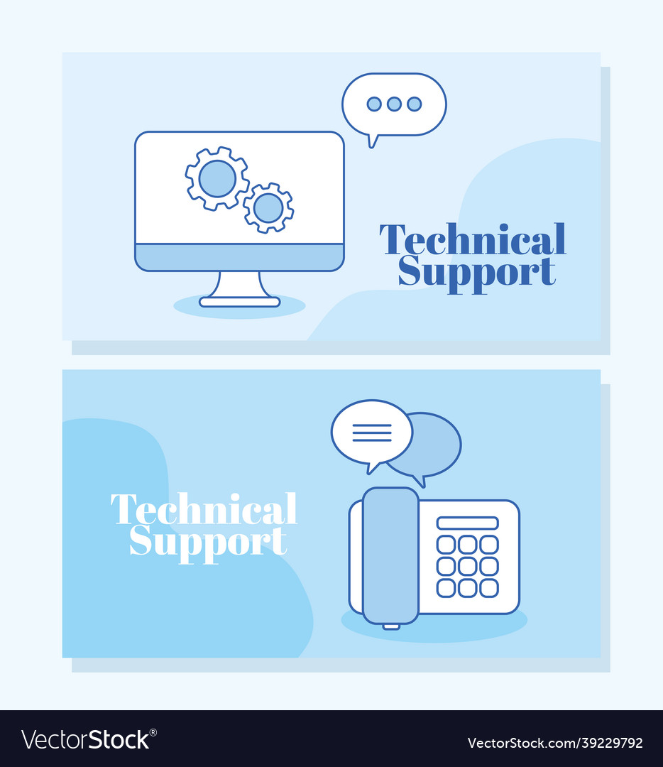 Technical support cards Royalty Free Vector Image