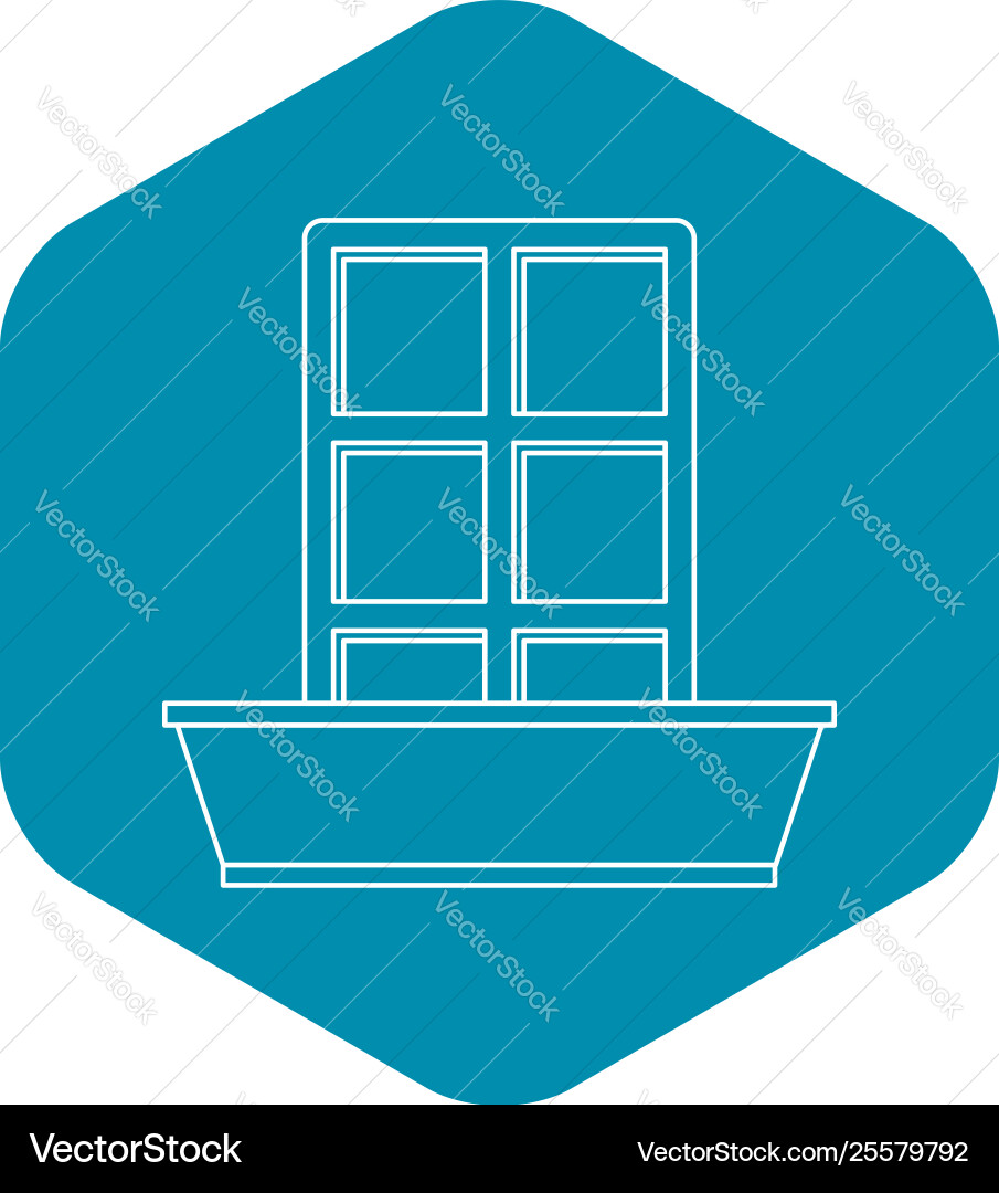 Window and flowerbox icon outline style Royalty Free Vector