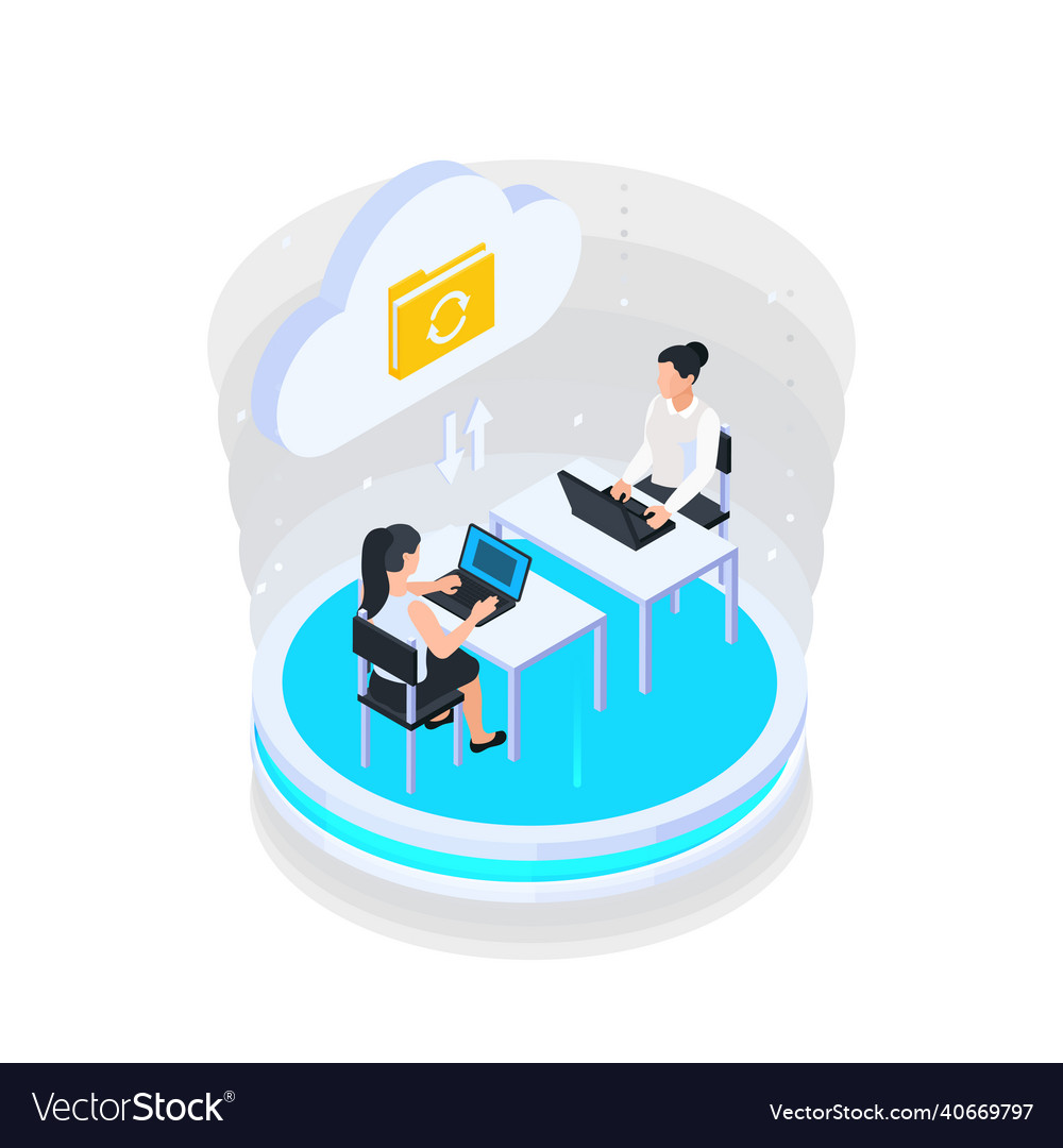 Cloud folder collaboration composition Royalty Free Vector