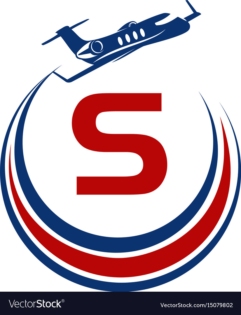 Airplane logo initial s Royalty Free Vector Image