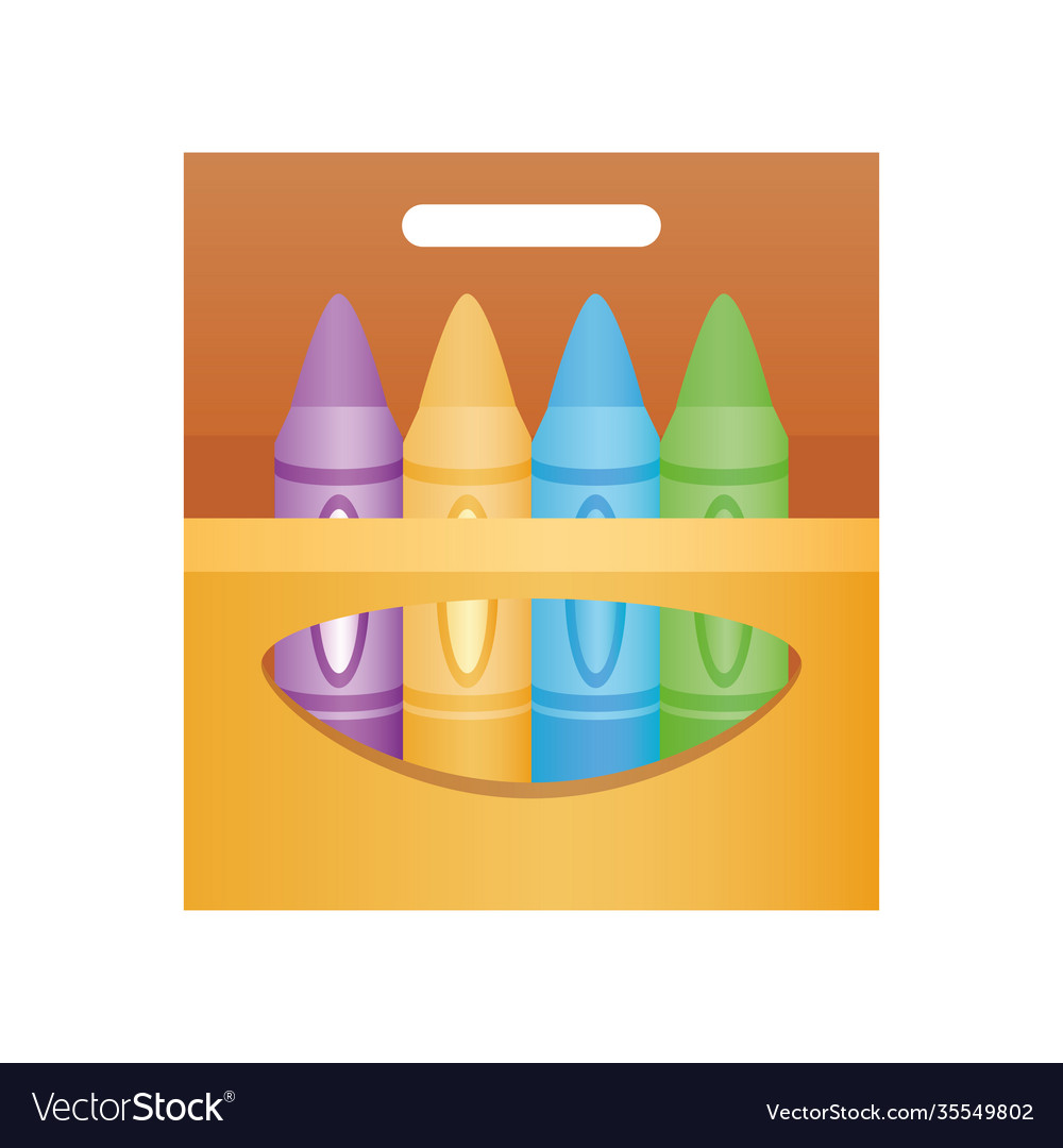 Back to school crayons color paint in box Vector Image